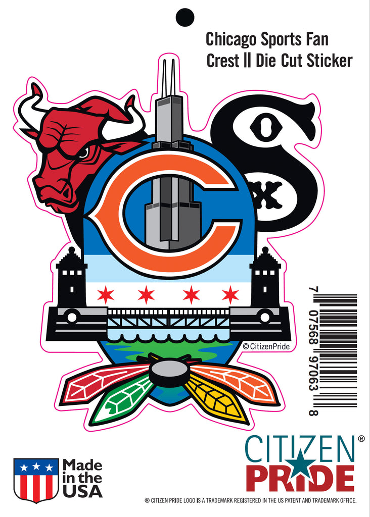 Chicago Sports Fan Crest II Sticker card