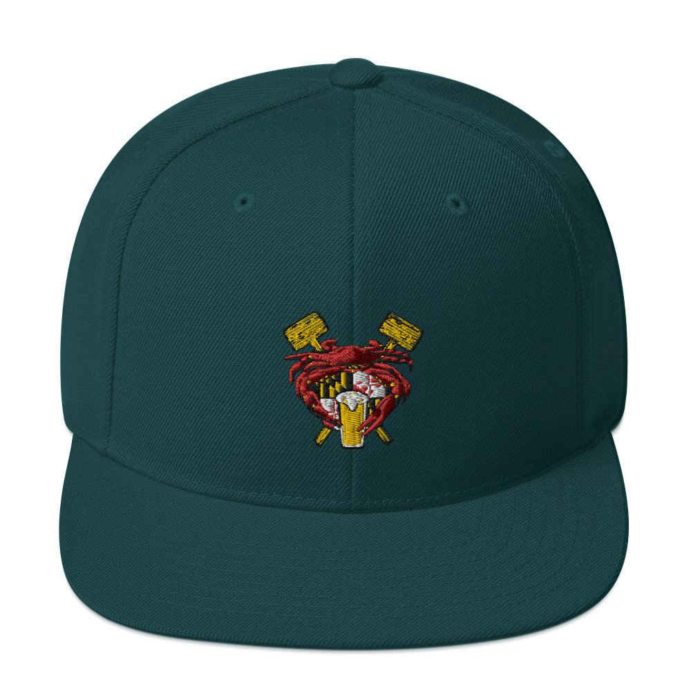 Maryland Crab Feast Crest, Embroidered Snapback Hat